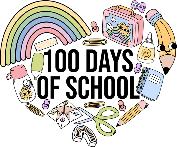 Cute 100 Days of School DTF Design